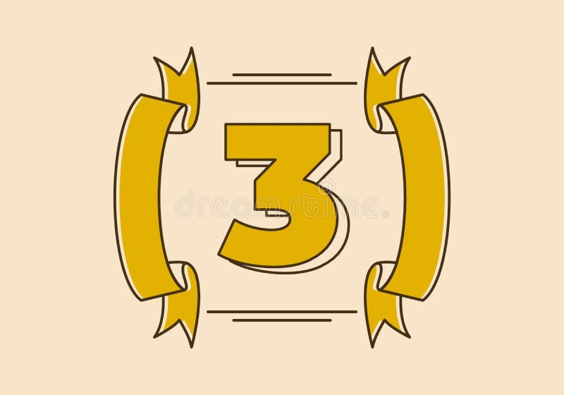 Retro Frame Illustration with Number Three in it Stock Vector ...