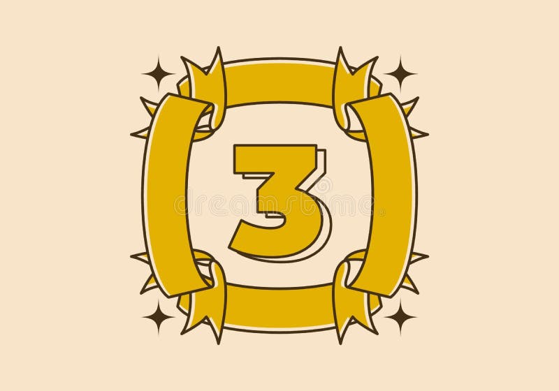 Retro Frame Illustration with Number Three in it Stock Vector ...