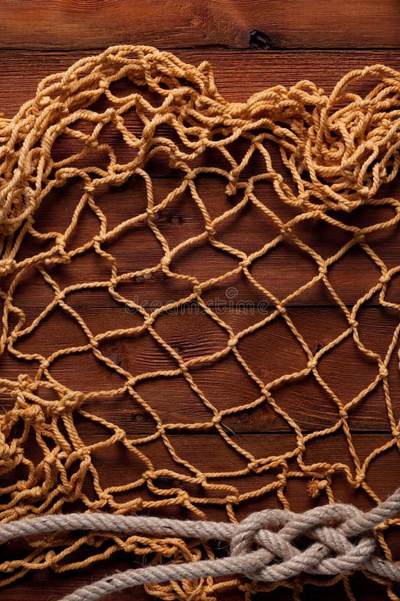 Retro Frame on Old Rope and Fishing Net Stock Image - Image of ancient ...