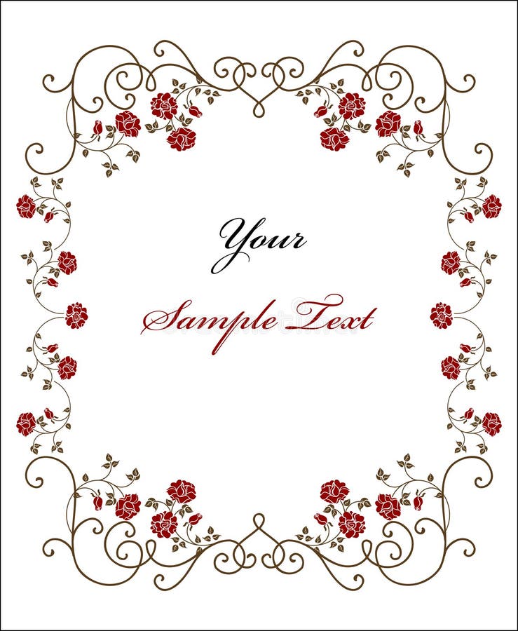 Retro frame with roses. stock vector. Illustration of curl - 10739650