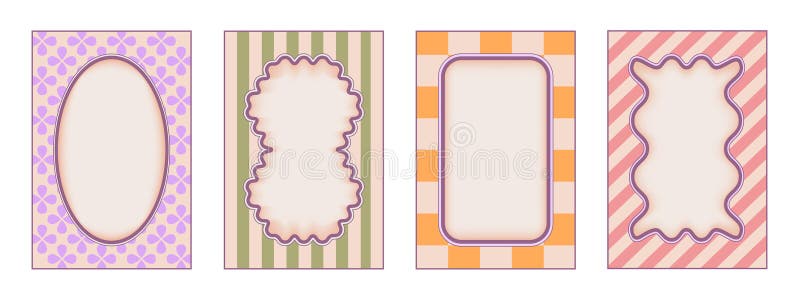 Retro Frames Set in Pastel Colors on White Stock Illustration ...