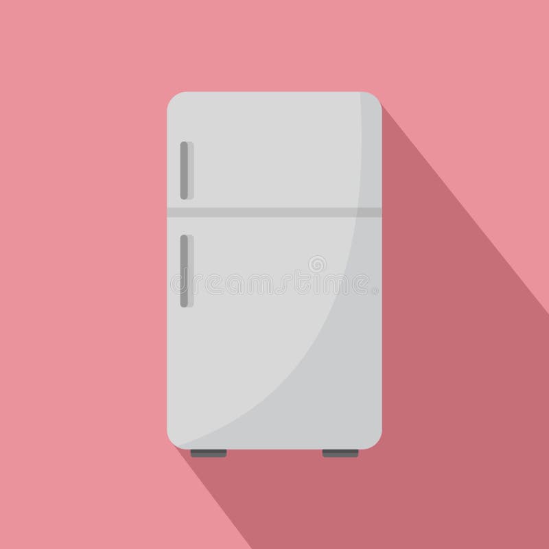 Retro Fridge Icon, Flat Style Stock Vector - Illustration of background ...