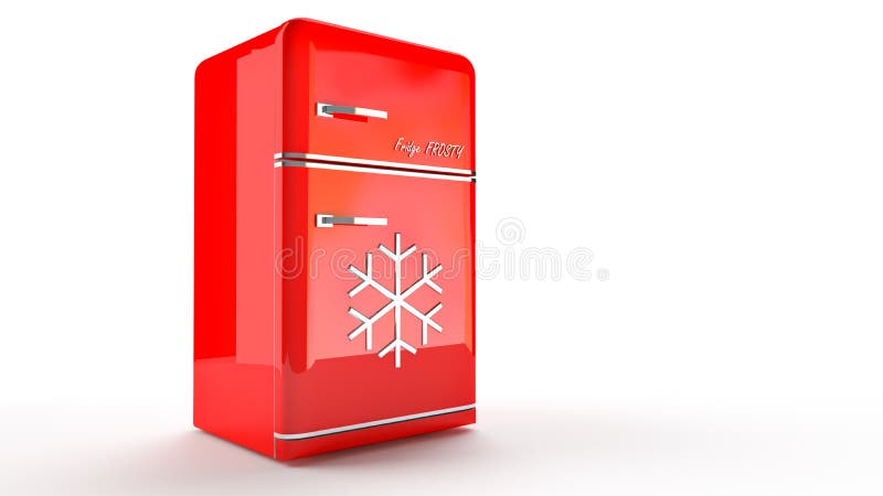 Retro Fridge Refrigerator in Red Retro Color. Stock Illustration ...