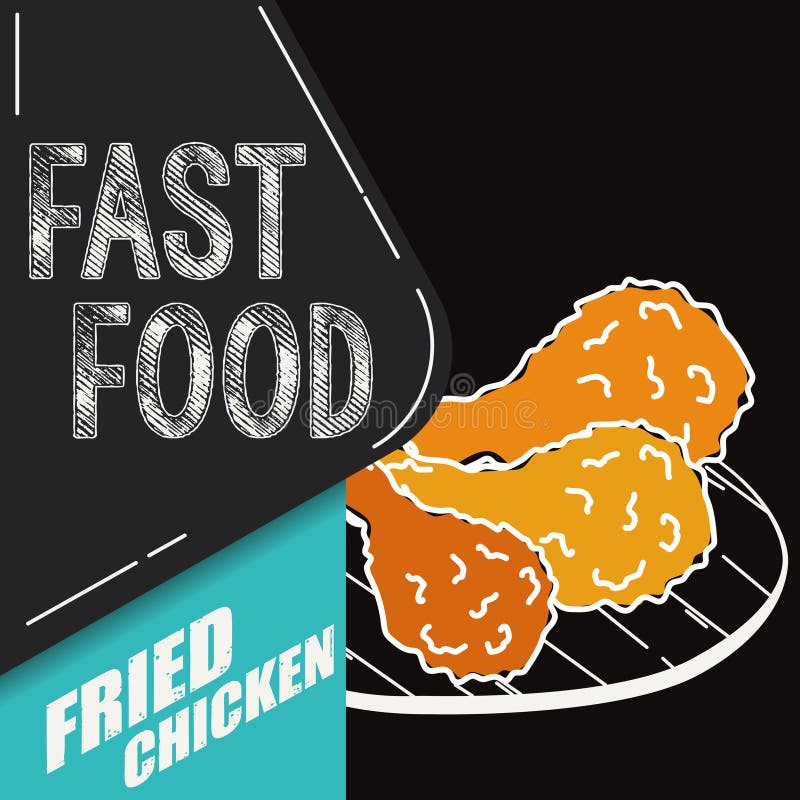 Retro Fried Chicken Fast Food Vector Stock Vector - Illustration of ...