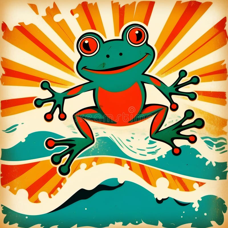 Retro Frog Illustration stock illustration. Illustration of artistic ...