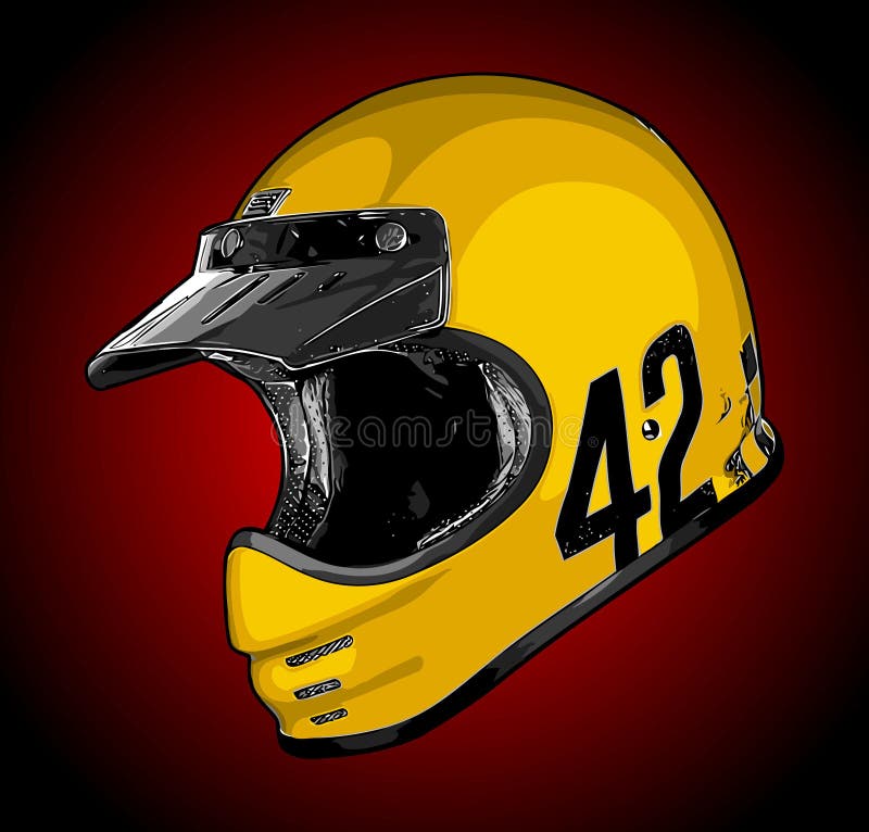 Retro Full Face Helmet Number 42 Stock Vector - Illustration of race ...