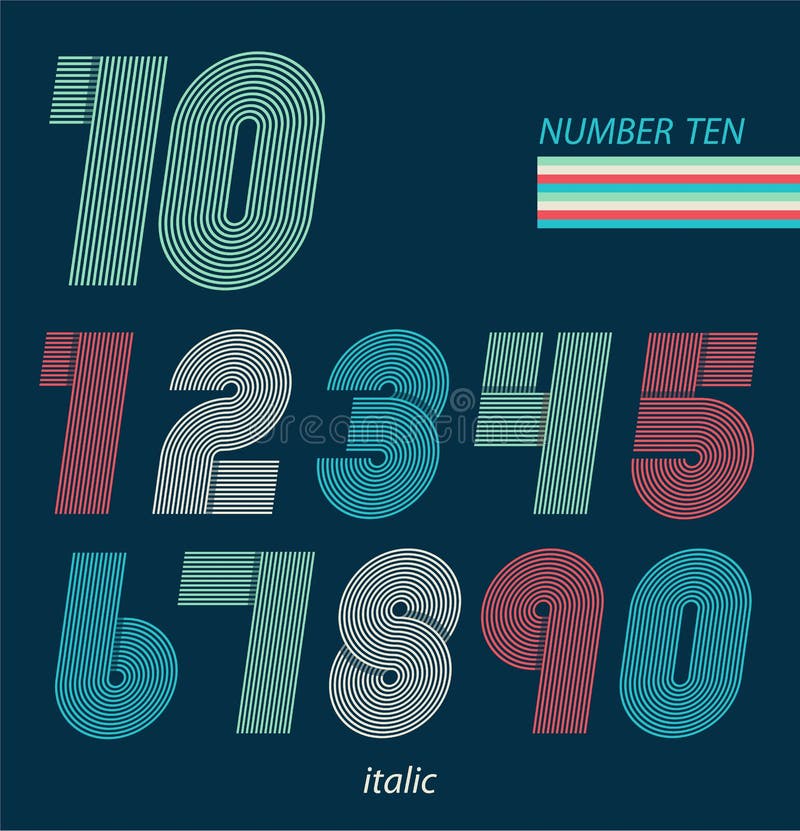 Retro Stripe Geometric Numbers Stock Illustrations – 231 Retro Stripe ...