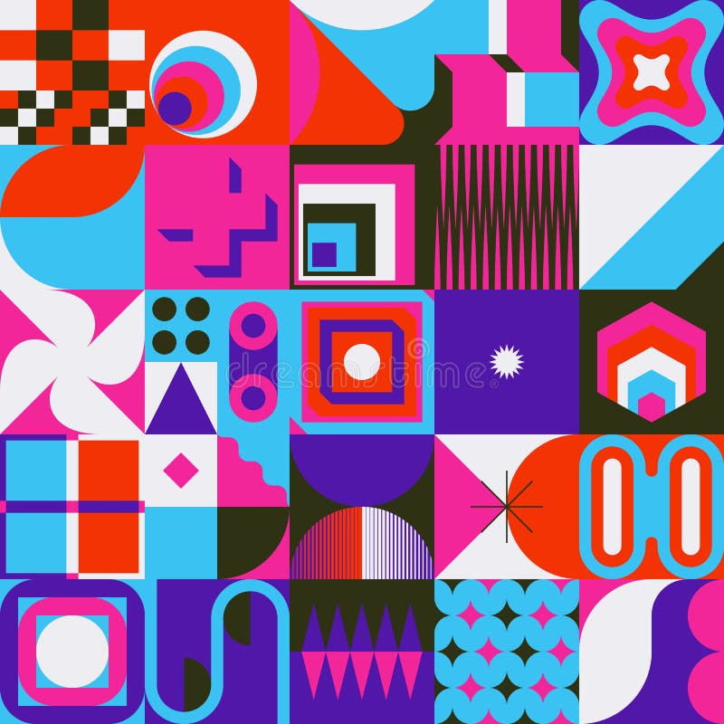 Retro Future Inspired Artwork Made with Abstract Vector Graphics and ...