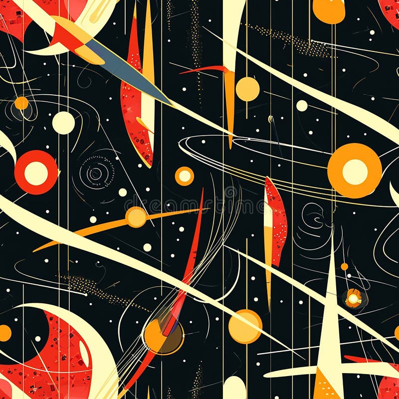 Retro Futurism Nostalgic and Modern Fusion Design Seamless Tile Pattern ...