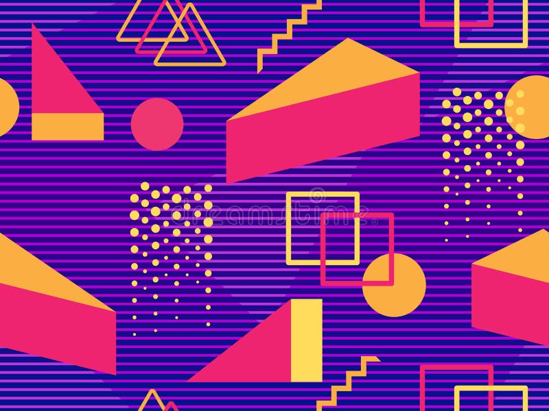 Retro Futurism Seamless Pattern. Geometric Elements Memphis in the ...