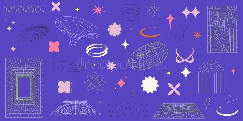 Retro Futuristic Abstract Shapes and Wireframes Stock Illustration ... Retro Futuristic Abstract Shapes and Wireframes Stock Illustration ...