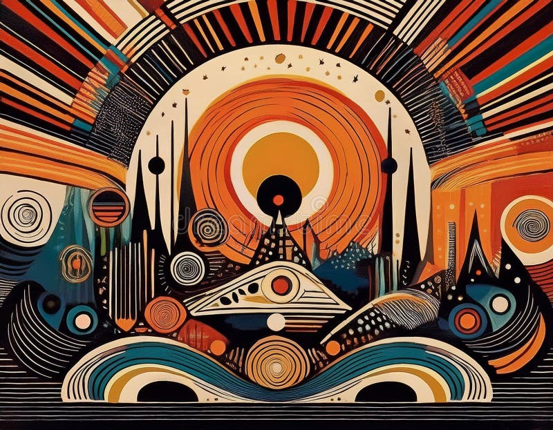 Retro Futuristic Background in a Dynamic Design Stock Photo - Image of ...