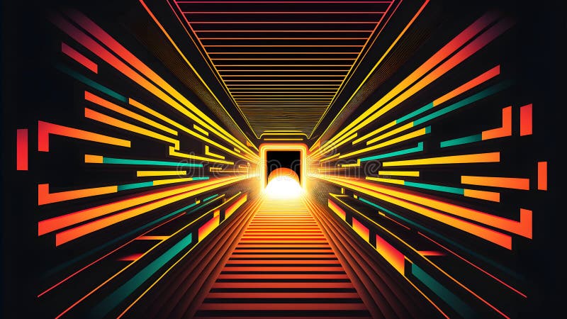 Retro Futuristic Background of Sharp Stripes, Angles, Arcs, Linear ...