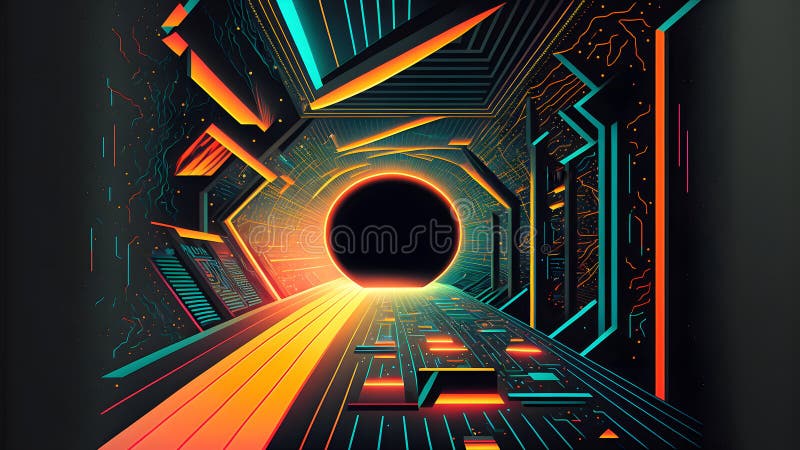 Retro Futuristic Background of Sharp Stripes, Angles, Arcs, Linear ...