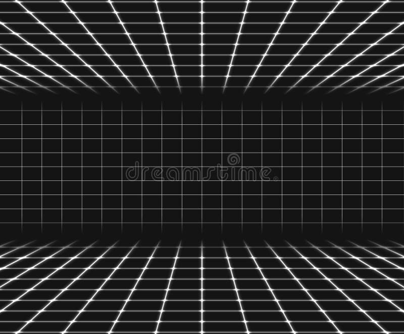 Retro Futuristic Black White Cyber Grid Abstract Geometric Tech ...