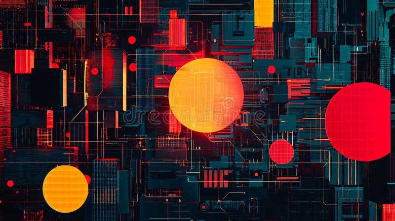 Retro Futuristic Circuit Patterns with Glitch Effects, Blending ...