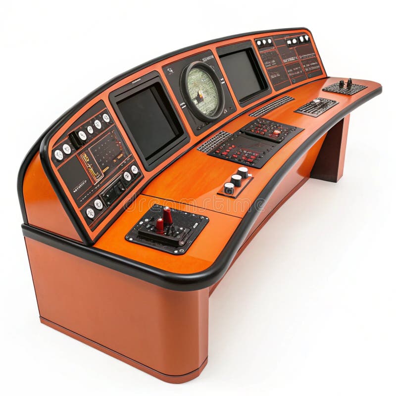 Retro-futuristic Control Panel in Orange and Black Stock Illustration ...
