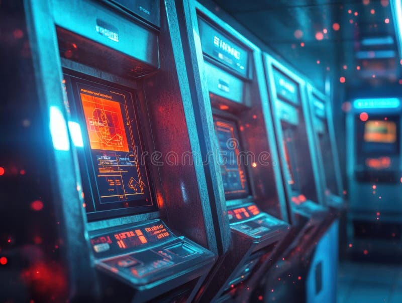 Retro Futuristic Cyberpunk Terminal Stock Illustration - Illustration ...