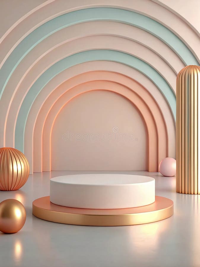Retro Futuristic 3D Minimalist Background in Whimsical Style Stock ...