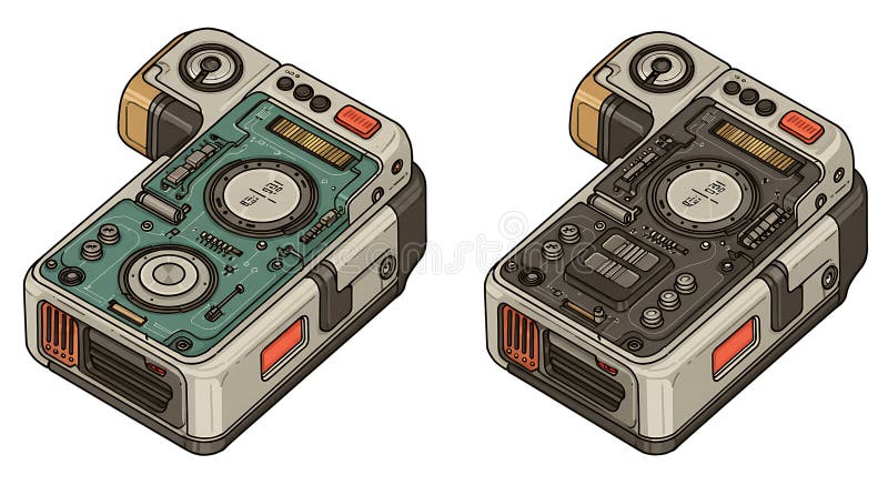 Retro-Futuristic Device: Isometric View of Two Tech Gadgets Stock ...