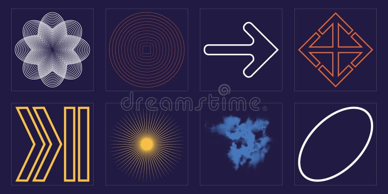 Retro Futuristic Elements for Design. Trendy Geometric Postmodern ...