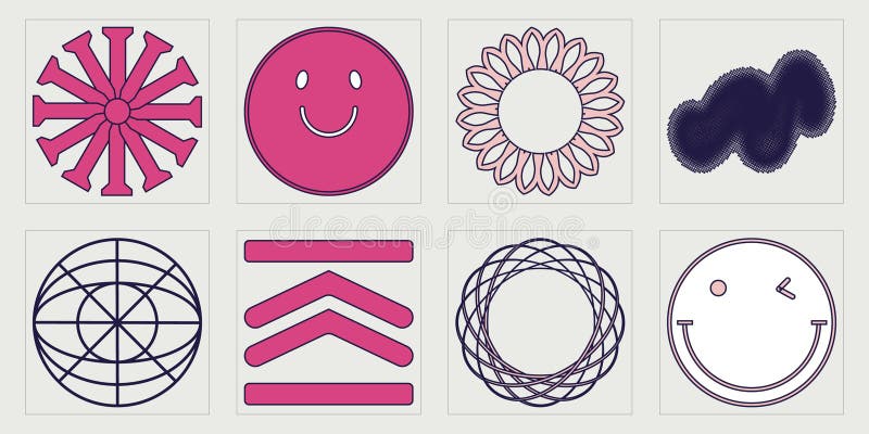 Retro Futuristic Elements for Design. Trendy Geometric Postmodern ...