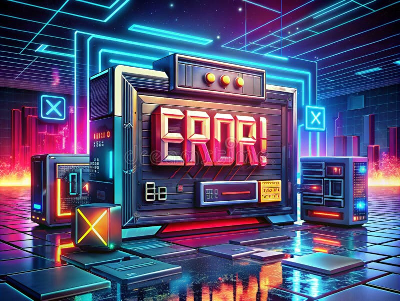 Retro Futuristic Error Display Stock Illustration - Illustration of ...