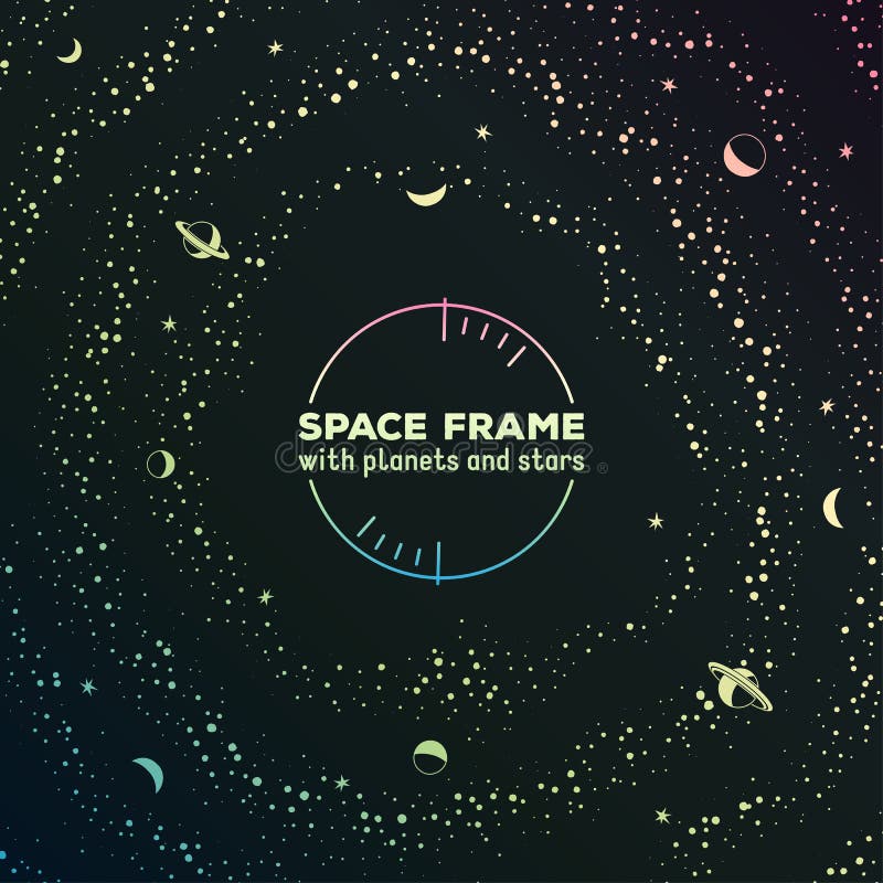 Retro Futuristic Frame with Space, Stars and Stock Vector ...