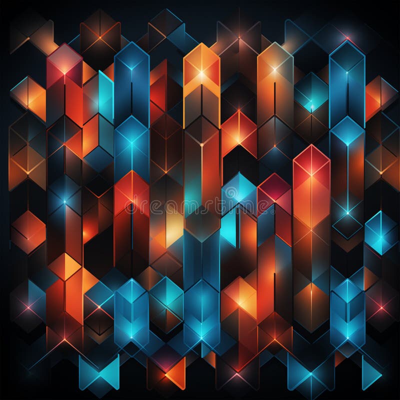 Retro Futuristic Geometric Pattern, Neon Colors, Seamless High ...