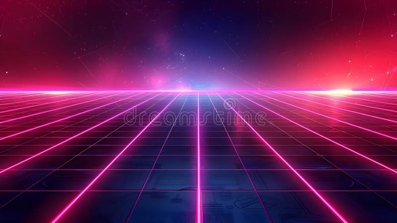 Retro Futuristic Grid Background Illustration Stock Illustration ...