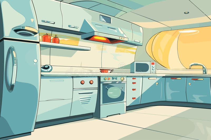 A Retro-futuristic Kitchen with Advanced yet Aesthetic Material ...