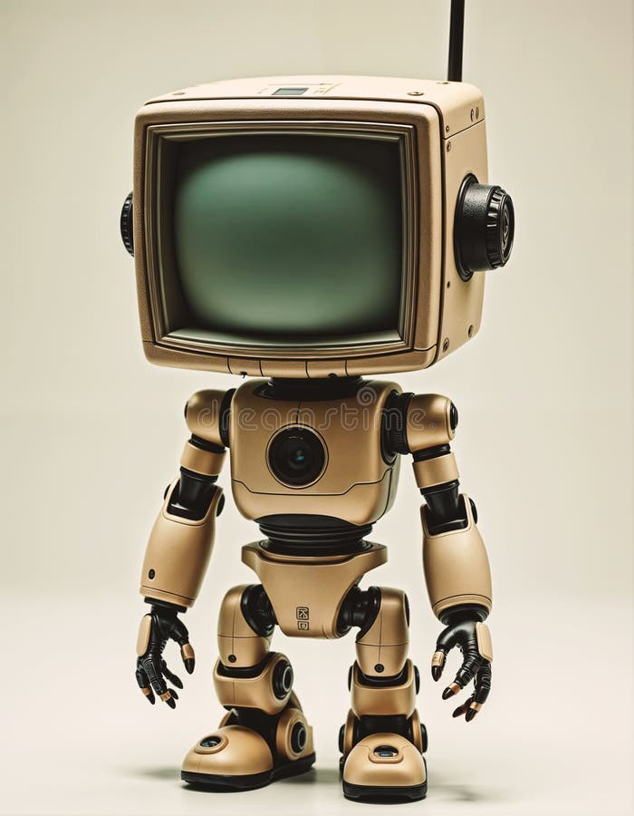 A Retro-futuristic Robot with a Television Screen for a Head ...