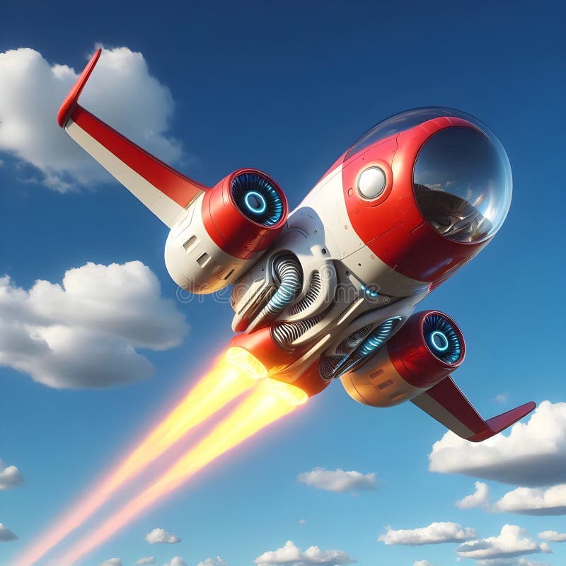 Retro Futuristic Rocket Launch Stock Image - Image of clouds, dynamic: 361670363