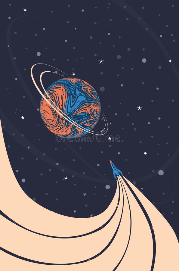 Retro Futuristic Shuttle in Space Stock Vector - Illustration of ...