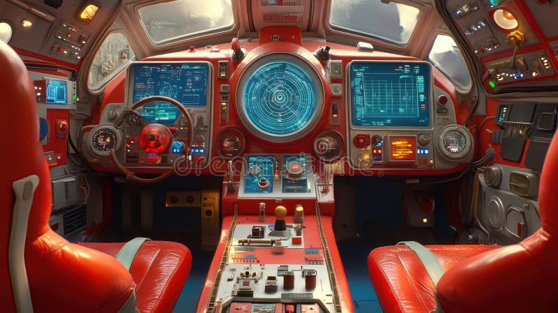 Spaceship Cockpit Vector Background, Space Shuttle Futuristic Interior ...