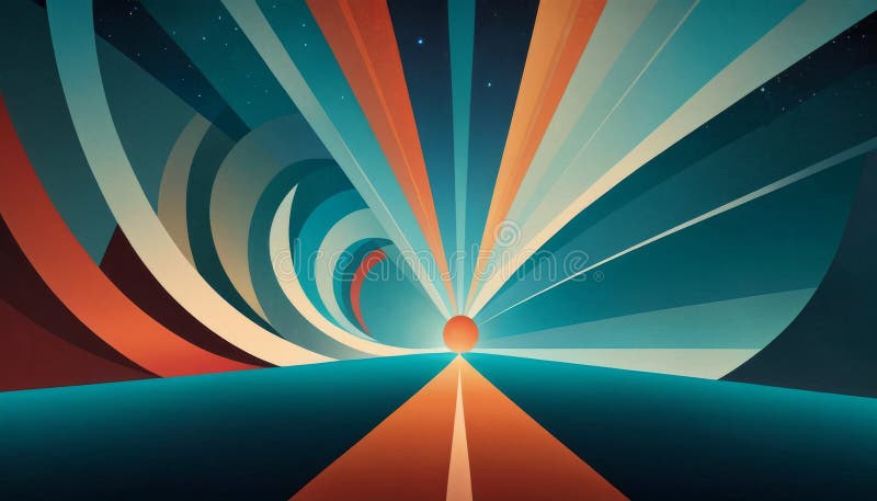 Retro Futuristic Sunset with Abstract Rays Stock Illustration ...