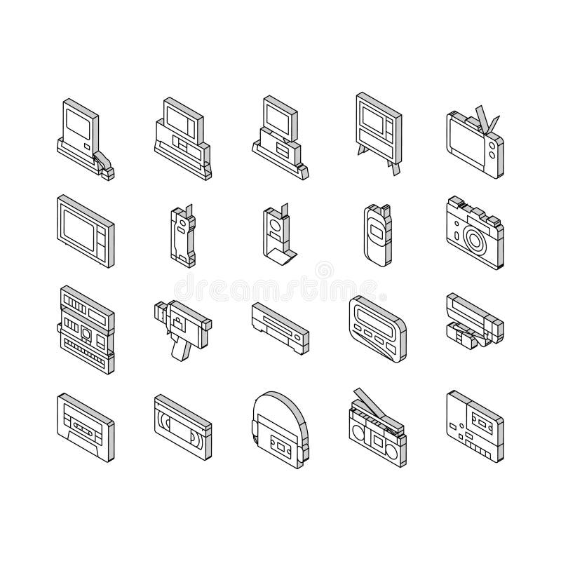Retro Gadget Technology Device Isometric Icons Set Vector Stock Vector ...