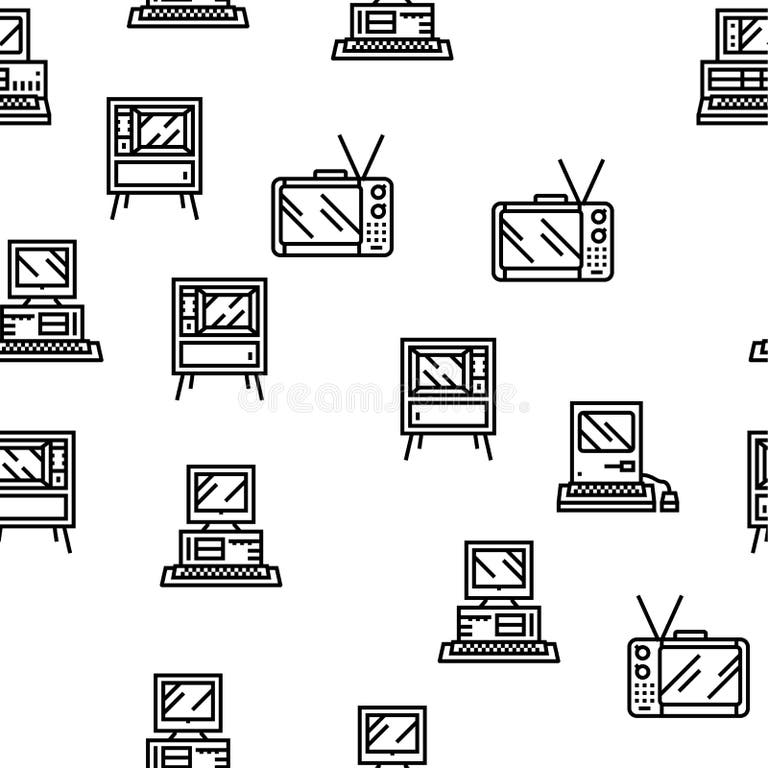 Retro Gadget Technology Device Vector Seamless Pattern Stock ...