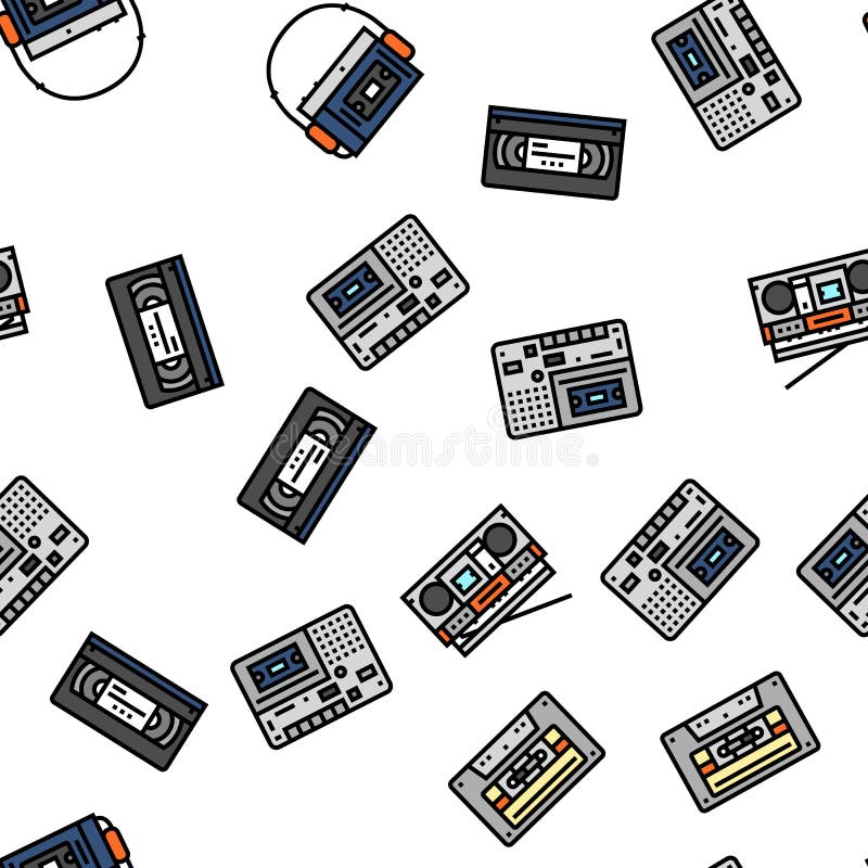 Retro Gadget Technology Device Vector Seamless Pattern Stock ...