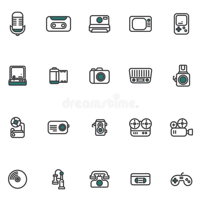 A Retro Gadgets Illustration. Stock Vector - Illustration of microphone ...