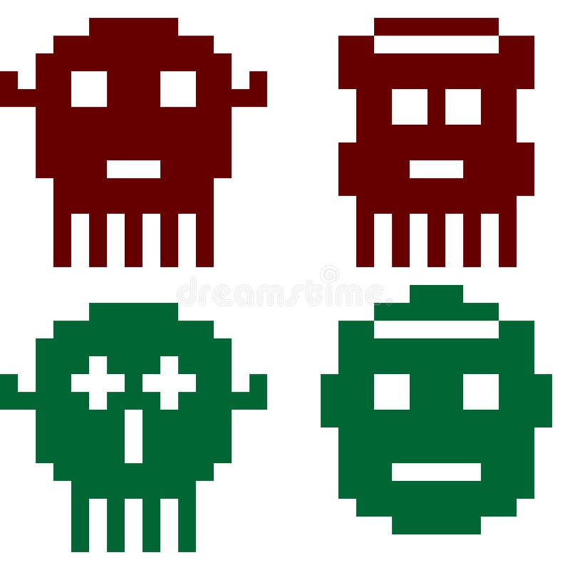 Retro Game Character Set, Pixel Art Foto for Game Character Stock Photo ...