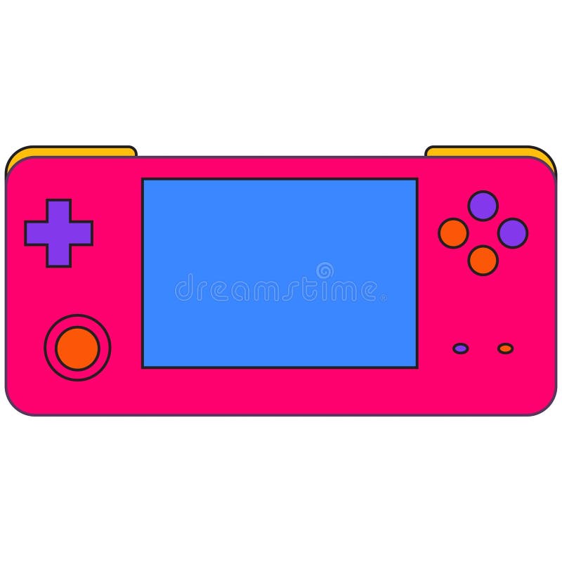 Retro Game Console in Colorful Design. Isolated on White Background ...