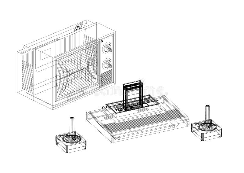 Retro Game Console Architect Blueprint Stock Illustration ...