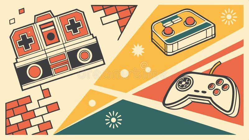 Retro Game Console Set, Vintage Gaming , Classic Controllers Vector ...