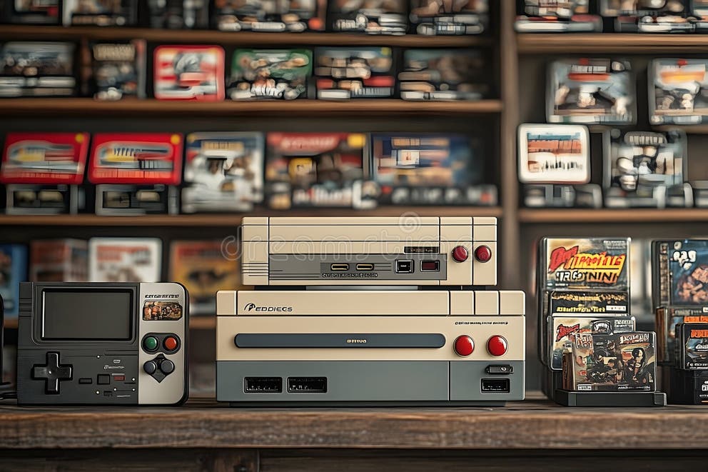 Retro Gaming Console Setup stock illustration. Illustration of ...