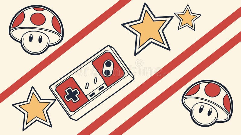 Retro Game Elements and Stripes, Classic Video Game Pattern, Vector ...