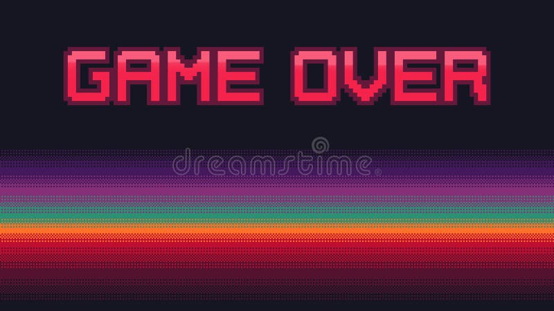 Retro Game Over Pixel Art Text with Vibrant Colors Gradient on Dark ...