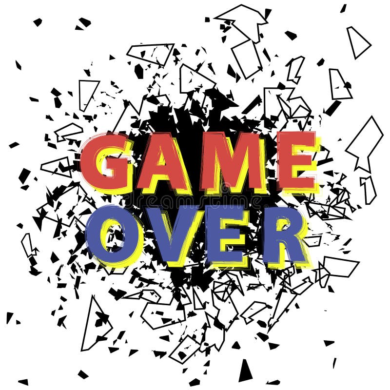 Retro Game Over Sign with Explosion. Gaming Concept. Video Game Screen ...