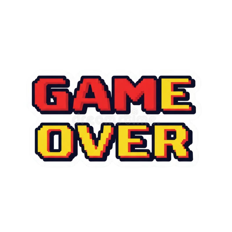 Retro Game Over Text Graphic with Bold Pixel Art Design Stock Image ...