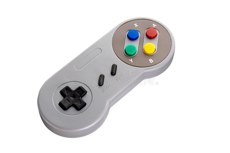 Retro Gamepad with Buttons Isolated on a White Background. Full Depth ...